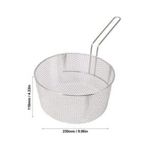 Tgoon Fry Net, Stainless Steel Long Handle Fry Basket Strong Load Bearing Delicate Appearance for Chicken Nuggets(Handle Without Rubber)