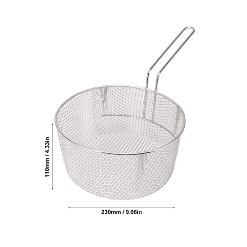 Tgoon Fry Net, Stainless Steel Long Handle Fry Basket Strong Load Bearing Delicate Appearance for Chicken Nuggets(Handle Without Rubber)