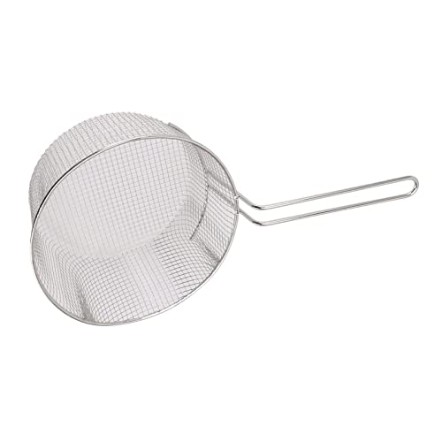 Tgoon Fry Net, Stainless Steel Long Handle Fry Basket Strong Load Bearing Delicate Appearance for Chicken Nuggets(Handle Without Rubber)