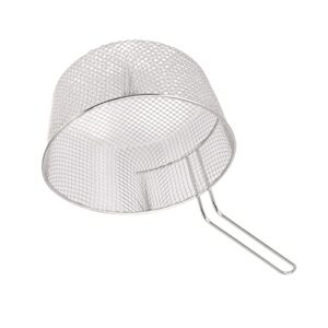 Tgoon Fry Net, Stainless Steel Long Handle Fry Basket Strong Load Bearing Delicate Appearance for Chicken Nuggets(Handle Without Rubber)