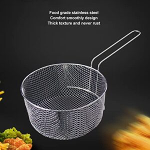 Tgoon Fry Net, Stainless Steel Long Handle Fry Basket Strong Load Bearing Delicate Appearance for Chicken Nuggets(Handle Without Rubber)