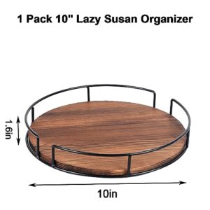 2 Pack of 10 Lazy Susan Organizer - Non-Skid Wood Turntable Organizer for Cabinet, Pantry, Kitchen Countertop, Refrigerator, Spice Rack, Carbonized Black