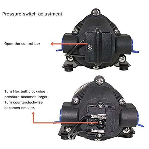 Tgoon High Pressure Diaphragm Water Pump, 9.8ft Head DC12V Copper Motor Leak Free 80psi Self Priming Pump for Boat Marine