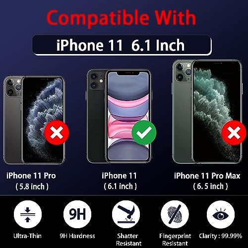 JCJCLY [3+3+1 Value Pack] For iPhone 11 [6.1 Inch] Screen Protector Tempered Glass Accessories, 3 Screen Protectors, 3 Camera Lens Protectors, 1 Easy Mounting Frame, 9H Hardness, High Clarity, Anti-Fingerprint, Anti-Scratch, Bubble-free, Easy to Install,