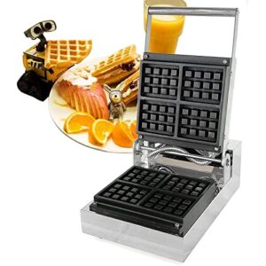 1300W Commercial Stainless Steel Waffle Maker 4Pcs Square Nonstick Electric Waffle Machine With Temperature And Time Control For Home Or Commercial Use Restaurant Bakeries Snack Family