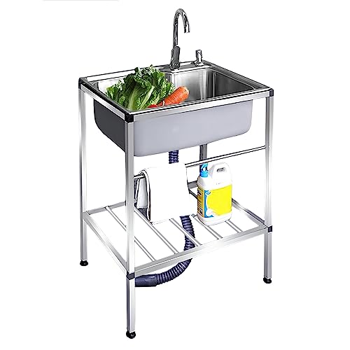 Commercial Sink With Drainage Device And Tap Compartment Sink Multi-functional 304 Stainless Steel Sink Simple And Stylish Kitchen Sink, Easy To Maintain