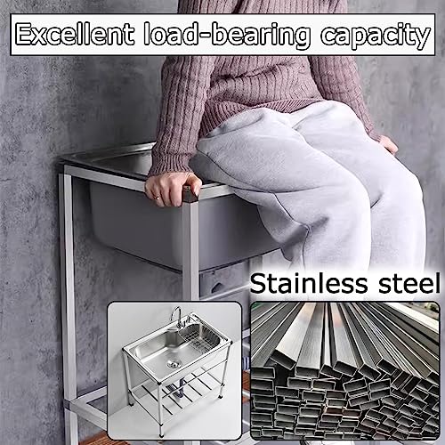 Commercial Sink With Drainage Device And Tap Compartment Sink Multi-functional 304 Stainless Steel Sink Simple And Stylish Kitchen Sink, Easy To Maintain