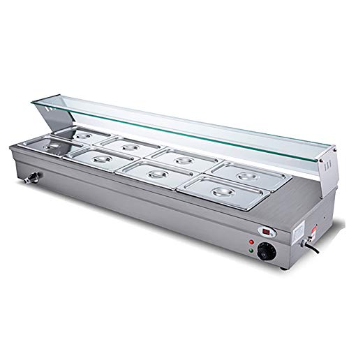 2000W Commercial Buffet Electric Food Soup Warmer, 95/122cm Food Warmer Restaurant Steam Table,Countertop Food Warmer, CE/FCC/CCC/PSE (8pcs Pans 122cm)