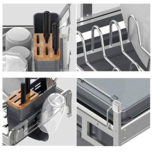 SDGH Dish Rack Space Aluminum Kitchen Dish Rack Drain Rack Tableware Dish Rack Drain Dish Rack Release Tray Storage Box Rack