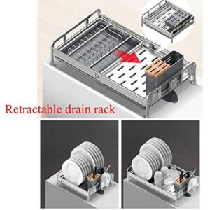 SDGH Dish Rack Space Aluminum Kitchen Dish Rack Drain Rack Tableware Dish Rack Drain Dish Rack Release Tray Storage Box Rack