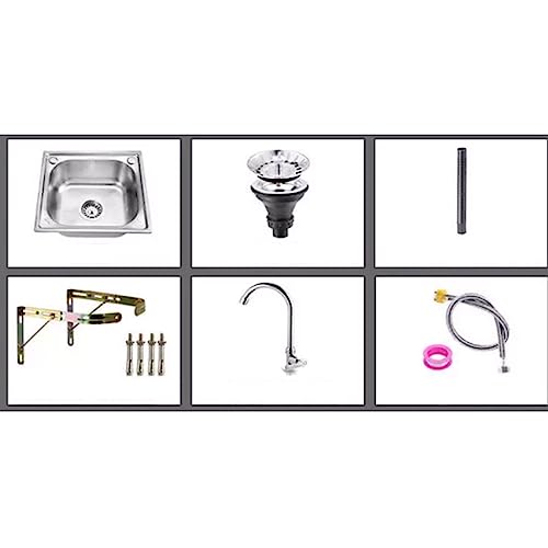 Single Slot 304 Stainless Steel with Bracket,kitchen Sink Sink Balcony Wash Basin,Stainless Steel Drain,3 Size