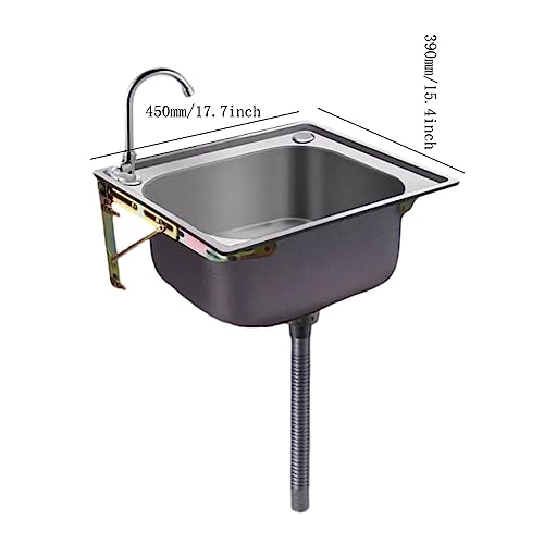 Single Slot 304 Stainless Steel with Bracket,kitchen Sink Sink Balcony Wash Basin,Stainless Steel Drain,3 Size