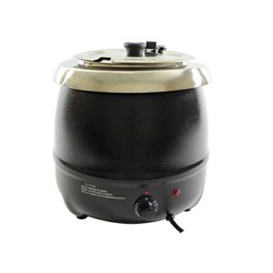 thunder group sej35000c soup warmer, 10-1/2 quart, 13-9/16" x 13-1/4" x 13-3/4"h, round, adjustable temp control, stainless steel inner pot, aluminum, black, 120v/60/1-ph, 3.