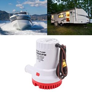 GLOGLOW Bilge Pump, Bilge Pump 2000 GPH Silent Non Burnout Free Operation Easy to Remove for Marine Sewage (12V)