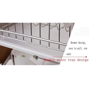 SDGH Dish Rack Stainless Steel Kitchen Racks Desktop Thick Double Drain Dish Rack Space Space Home Multi-Function Storage Shelf