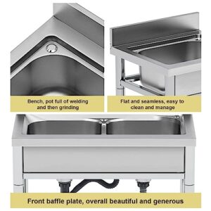 Free Standing Utility Sink, single Bowl Kitchen Sink Outdoor Sink Station, with Hot and Cold Faucet Drain Basket, Shelf, Towel Bar, for Garage, Laundry Room, Outdoor (21 Inch)