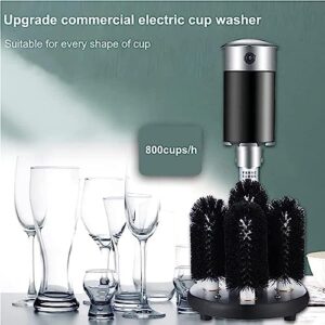 CHROX Electric Glass Washer, Commercial Electric Upright Glass Washer Glassware Stainless Steel Glass Washer with 5 Removable Glass Cleaning Brushes for 7-7.5Cm Wine Glasses