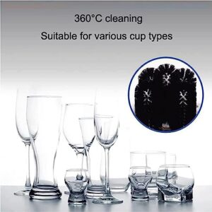 CHROX Electric Glass Washer, Commercial Electric Upright Glass Washer Glassware Stainless Steel Glass Washer with 5 Removable Glass Cleaning Brushes for 7-7.5Cm Wine Glasses