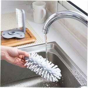 Efficient Glassware Cleaner with Double-Sided Brush & Suction Cup Base - Ideal for Mugs Cups Jugs Decanters & Bottles - Standing Brush Scrubber for Sparkling Clean Surfaces