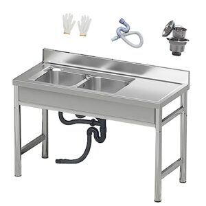 commercial restaurant sink 304 stainless steel sink large single bowl sink, utility restaurant kitchen outdoor sink, industrial sink for restaurant, cafe, bar, hotel, garage, laundry room