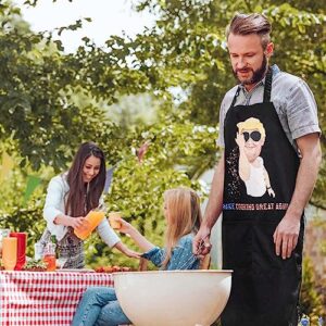 Funny Apron for Men, 100% Cotton Canvas BBQ Aprons with Pockets Adjustable Neck Strap for Grilling, Cooking, Chef, Kitchen, Funny Gifts for Dad, Husband, Boyfriend, Brother - Black