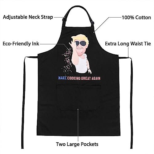 Funny Apron for Men, 100% Cotton Canvas BBQ Aprons with Pockets Adjustable Neck Strap for Grilling, Cooking, Chef, Kitchen, Funny Gifts for Dad, Husband, Boyfriend, Brother - Black