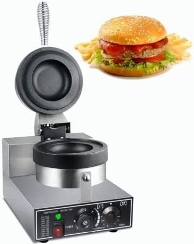 Electric Burger Waffle Maker, 1000W Commercial Single Head Non Stick Panini Press Hamburger Machine, Ice Cream Waffle Baker Machine for Home Kitchen Use Breakfast