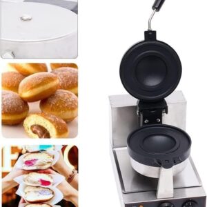 Electric Burger Waffle Maker, 1000W Commercial Single Head Non Stick Panini Press Hamburger Machine, Ice Cream Waffle Baker Machine for Home Kitchen Use Breakfast