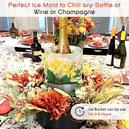 Ice Bucket Mold,Ice Mold Wine Bottle Chiller,Champagne Bucket Ice Mold, Flower/Fruits/Any Decoration to DIY Your Champagne Bucket Ice Mold For Special Parties/Bar/Holiday/Wedding,Beautiful & Creative