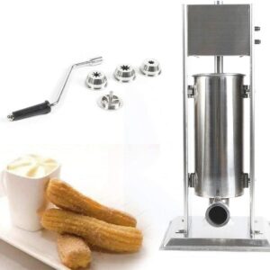 Commercial Churros Maker, Heavy Duty Waffle Makers, 5L Stainless Steel Manual Spanish Donut Churrera Machine with 4pcs Nozzles for Home Restaurants Cafeterias Bakeries