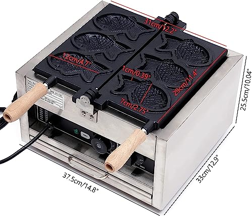 3Pcs Taiyaki Fish Waffle Maker, 1500W Commercial Electric Non Stick Fish-shaped Waffle Machine, Waffle Iron Baker Machine, Electric Corn Dog Waffle Maker Hot Dog Muffin Machine for Party Cafe Tea Shop