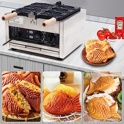 3Pcs Taiyaki Fish Waffle Maker, 1500W Commercial Electric Non Stick Fish-shaped Waffle Machine, Waffle Iron Baker Machine, Electric Corn Dog Waffle Maker Hot Dog Muffin Machine for Party Cafe Tea Shop