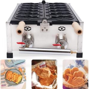 Taiyaki Making Machine, Commercial Japanese Fish Waffle Maker Baker, 6 PCS Nonstick Waffle Iron Baker Machine, Double-Sided Heating Cone Waffle Maker, Shell Baker Machine for Snack Bars