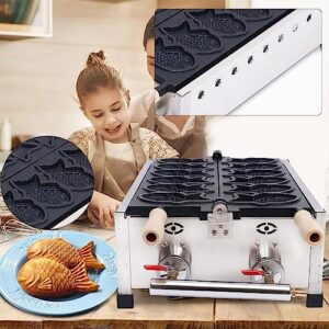 Taiyaki Making Machine, Commercial Japanese Fish Waffle Maker Baker, 6 PCS Nonstick Waffle Iron Baker Machine, Double-Sided Heating Cone Waffle Maker, Shell Baker Machine for Snack Bars