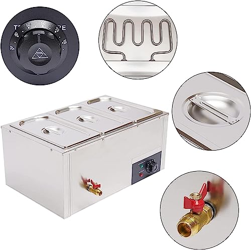 KFJZGZZ Buffet Server Food Warmer, Electric Commercial Stainless Steel Buffet Food Warmer, Stove Steam Table with Temperature Control amp; Lid for Parties, Entertaining