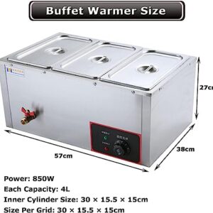 KFJZGZZ Buffet Server Food Warmer, Electric Commercial Stainless Steel Buffet Food Warmer, Stove Steam Table with Temperature Control amp; Lid for Parties, Entertaining