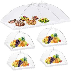 food covers for outside, 2 extra large 40"x24" & 2 large 17"x17" & 2 middle 14"x14" food tents, pop-up food covers for outdoors mesh screen food net picnic accessories