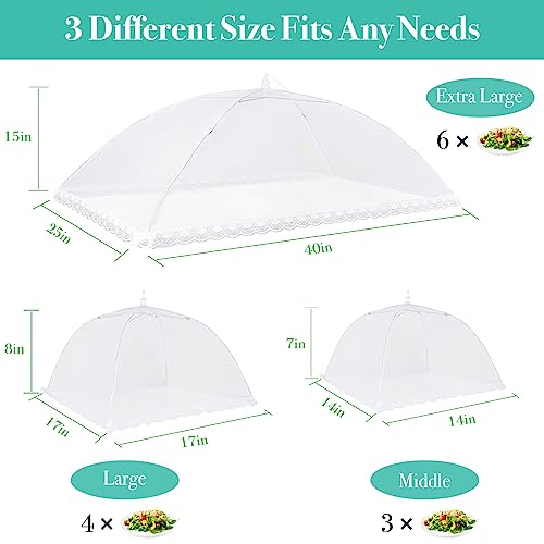 Food Covers for Outside, 2 Extra Large 40"X24" & 2 Large 17"X17" & 2 Middle 14"X14" Food Tents, Pop-Up Food Covers for Outdoors Mesh Screen Food Net Picnic Accessories