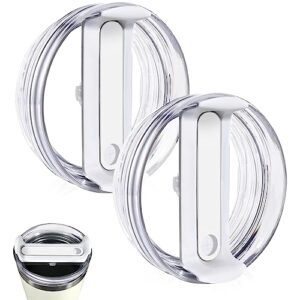 2 pcs tumbler lid replacement fits for stanley cup 40 oz, spill splash resistant replacement lids, clear tumbler covers for stanley cup h2.0 accessories(white)