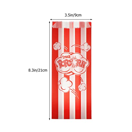 Snack Container 100Pcs Paper Popcorn Bags Convenient Pop Bags Bulk Popcorn Bags Portable Paper Bags Dessert Supplies for Popcorn Machine, Party （90 * 50 * 220MM) Popcorn Bucket