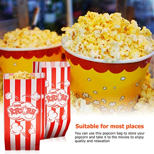 Snack Container 100Pcs Paper Popcorn Bags Convenient Pop Bags Bulk Popcorn Bags Portable Paper Bags Dessert Supplies for Popcorn Machine, Party （90 * 50 * 220MM) Popcorn Bucket