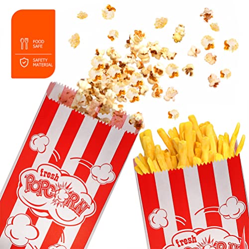 Snack Container 100Pcs Paper Popcorn Bags Convenient Pop Bags Bulk Popcorn Bags Portable Paper Bags Dessert Supplies for Popcorn Machine, Party （90 * 50 * 220MM) Popcorn Bucket