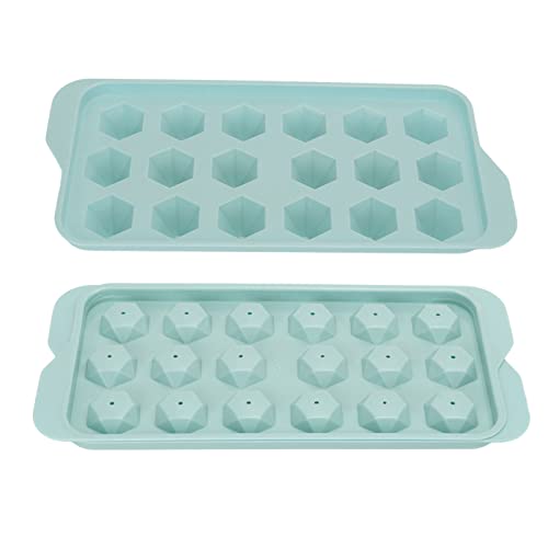 Ice Cube Mold Ice Cube Tray Easy Demoulding Ice Cube Mold Food Grade PP Ice Cube Maker with Lid Cute Ice Cube Tray for Refrigerator Diamond 18 Grids Blue (Diamond 18 grids - blue)