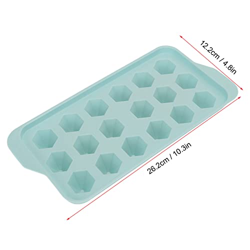 Ice Cube Mold Ice Cube Tray Easy Demoulding Ice Cube Mold Food Grade PP Ice Cube Maker with Lid Cute Ice Cube Tray for Refrigerator Diamond 18 Grids Blue (Diamond 18 grids - blue)