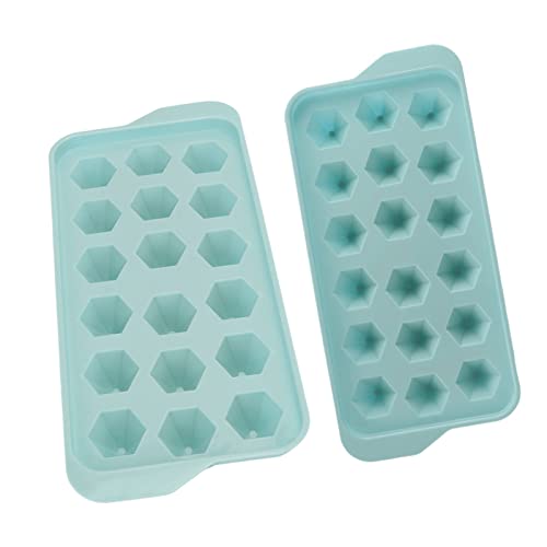 Ice Cube Mold Ice Cube Tray Easy Demoulding Ice Cube Mold Food Grade PP Ice Cube Maker with Lid Cute Ice Cube Tray for Refrigerator Diamond 18 Grids Blue (Diamond 18 grids - blue)