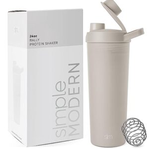 Simple Modern Plastic Protein Shaker Bottle with Ball 24oz | Shaker Cup for Protein Mixes, Shakes and Pre Workout | Rally Collection | Almond Birch