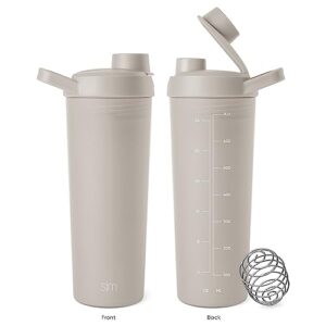 Simple Modern Plastic Protein Shaker Bottle with Ball 24oz | Shaker Cup for Protein Mixes, Shakes and Pre Workout | Rally Collection | Almond Birch