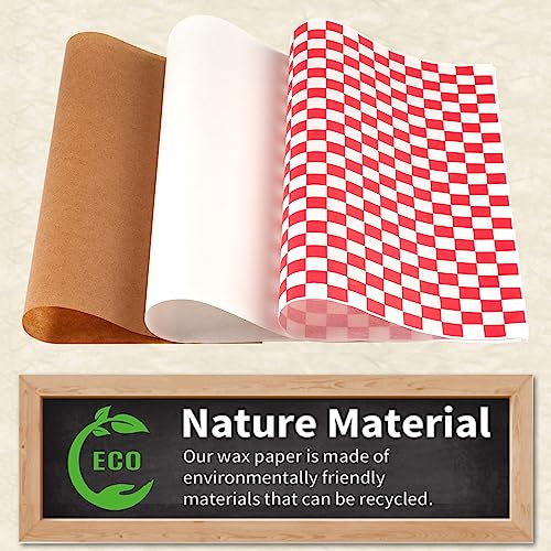 COIDEA 50 Sheets Deli Paper 12" x 12" Food Basket Liners, Pre Cut Deli Sandwich Wrappers, Grease Proof Red Checkered Food Baskets Paper for Wrapping Bread, Party, Picnic, Festival or BBQ