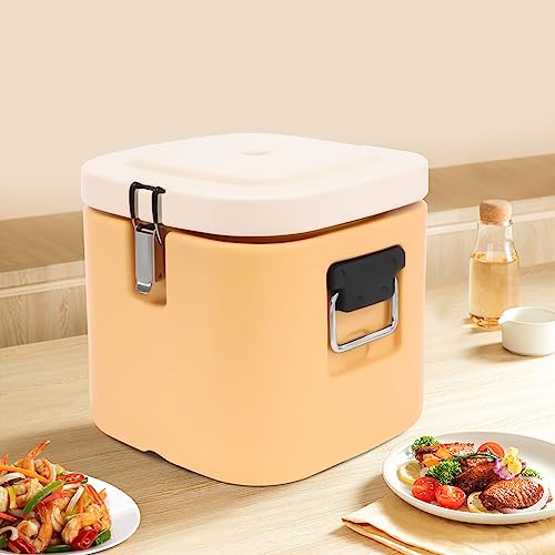 Gdrasuya10 Commercial Insulated Soup Container, 2.5 Gallon Food Warmer Box for Catering, 304 Stainless Steel Liner Portable Food Warmer for Hot or Cold Food, Yellow