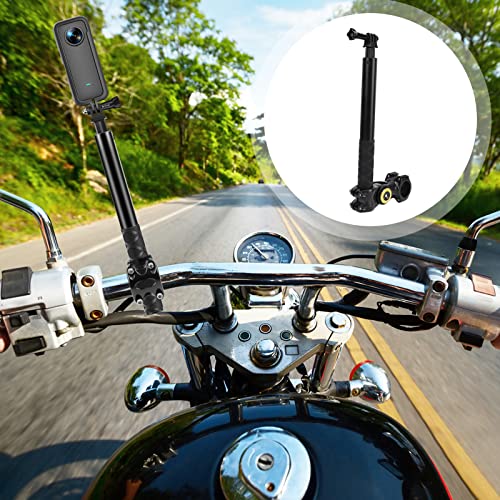 Motorcycle Invisible Selfie Stick, Bike Selfie Stick Handlebar Mount Camera Bracket, Action Camera Bracket Adapter Clamp Holder, Adjustable Length, for GoPro Hero 11/10/9/8 for Ins